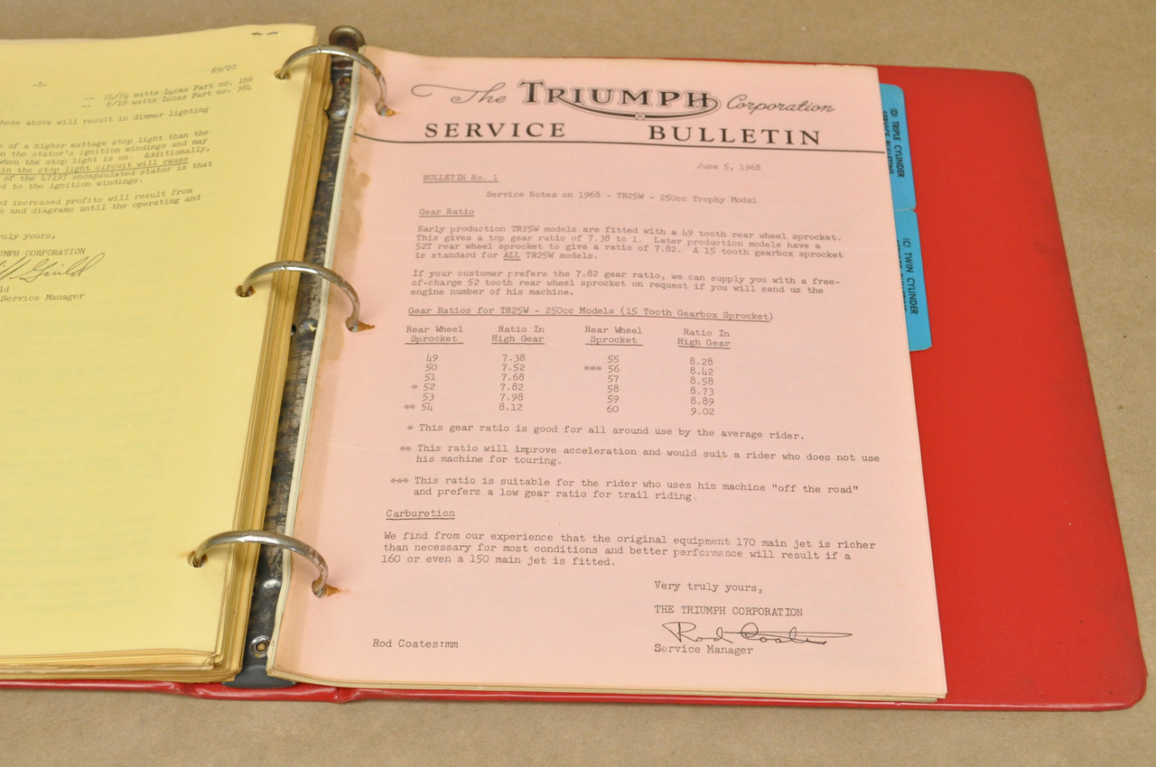 Vintage 1966-1969 Triumph Motorcycle Dealer Service Bulletins - NOS ...