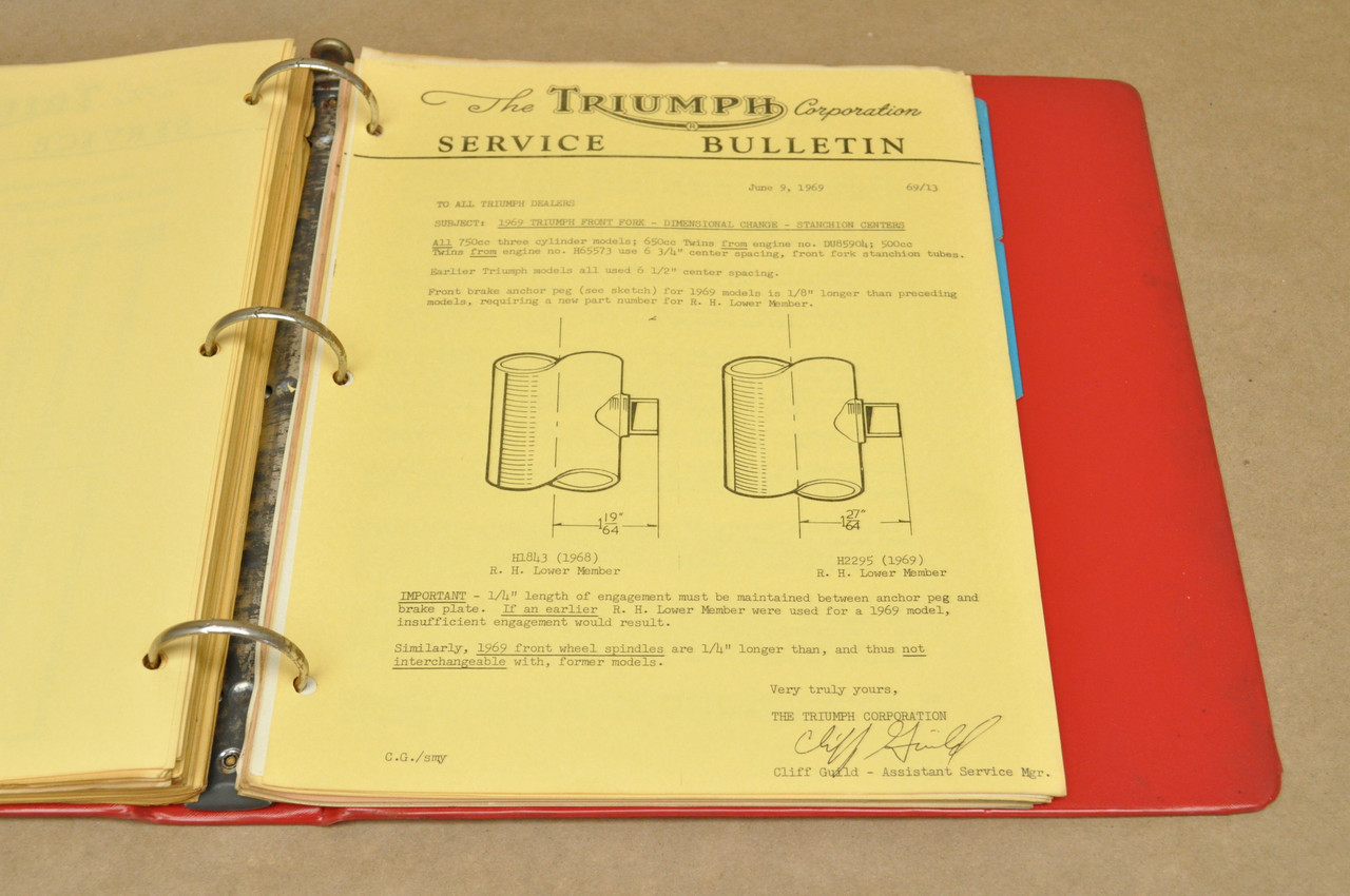 Vintage 1966-1969 Triumph Motorcycle Dealer Service Bulletins - NOS ...