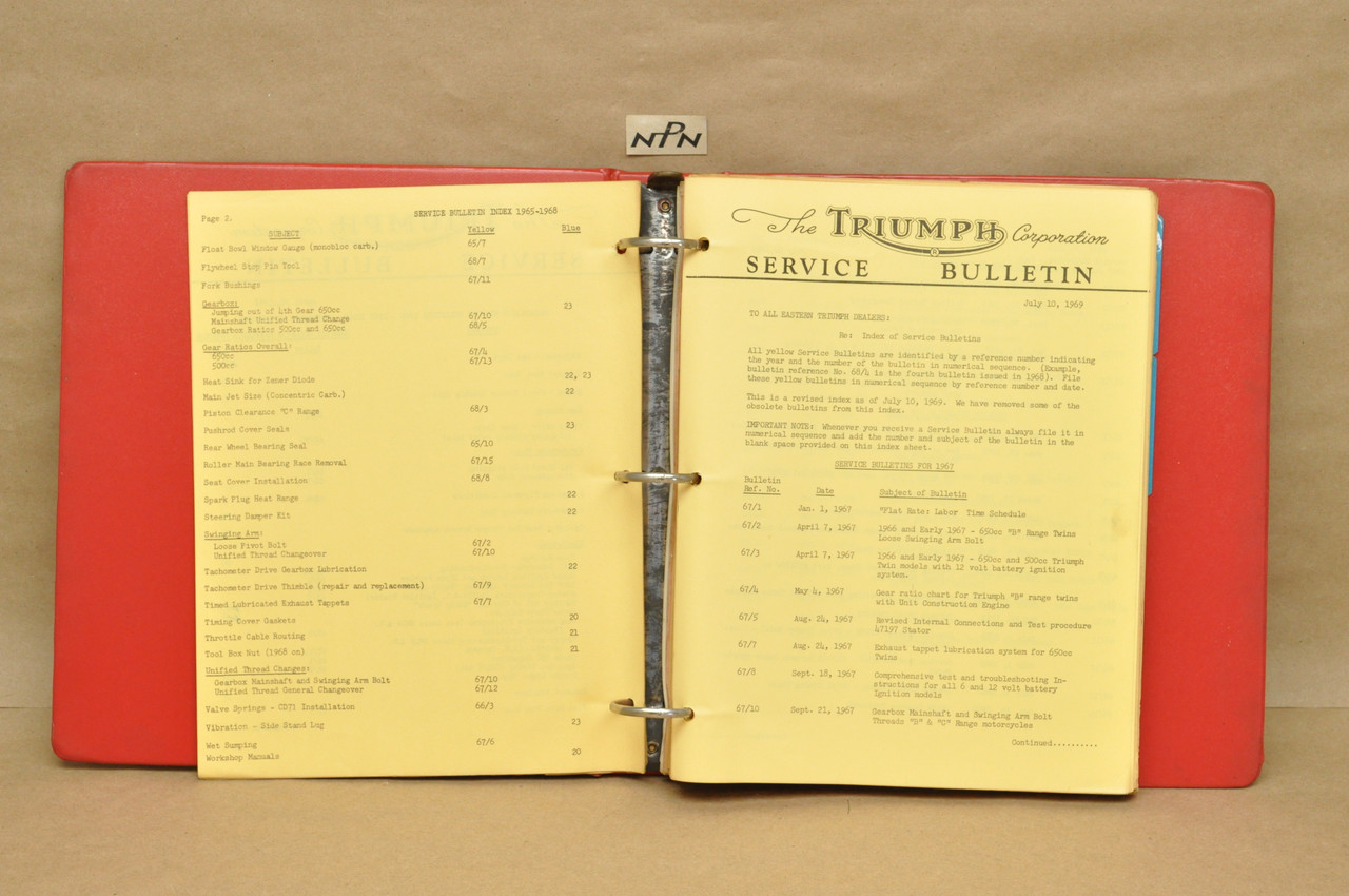 Vintage 1966-1969 Triumph Motorcycle Dealer Service Bulletins - NOS ...