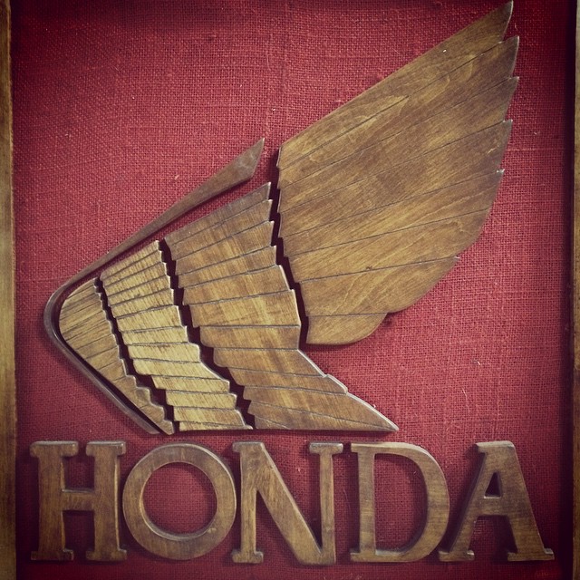 Wood Honda Motorcycle Logo Folk Art Sign - NOS Parts NOW