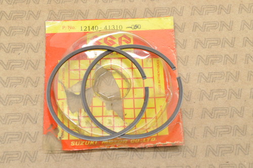 NOS Suzuki 1975-80 RM125 .50 Oversize Piston Ring Set for 1 Piston 12140-41310-050 - NOS Parts NOW