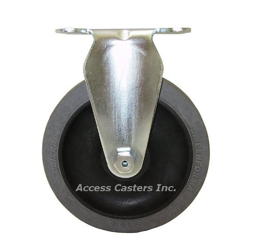 50AXYR 5" Anti-Static Rigid Plate Caster, Rubber on Polypropylene Wheel