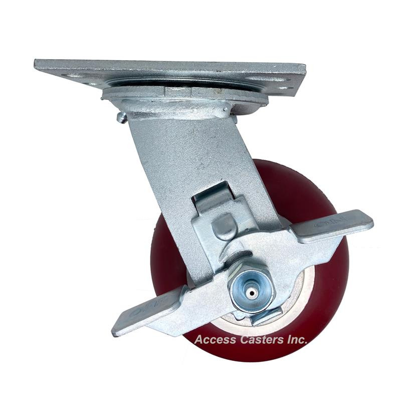 ES4X2AXB 4" Swivel Caster with Brake, Premium Polyurethane Wheel