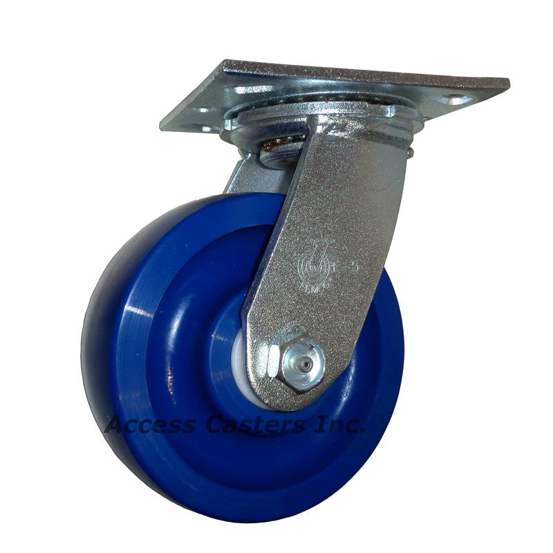 5AEMSPS 5 Inch swivel caster with solid blue polyurethane wheel