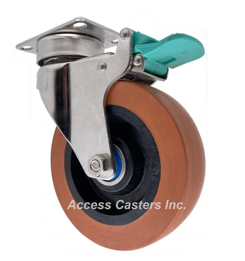 MTB50VO-TL 5" Stainless Steel Total Lock Caster with Hi-Temperature Wheel