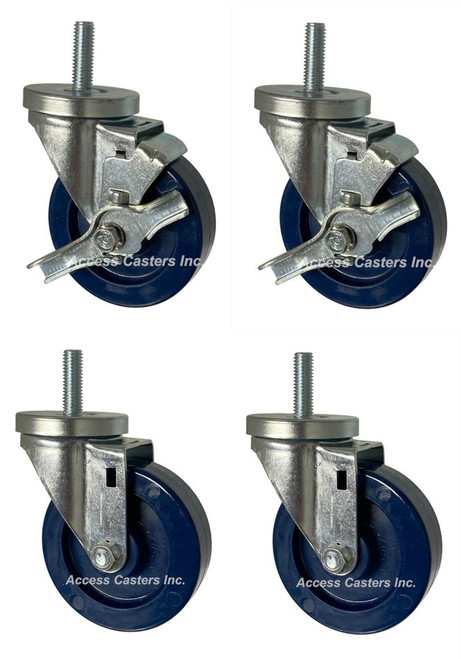 ER4X2AX-SET 4 Inch Caster Set with Ergonomic Polyurethane Wheels