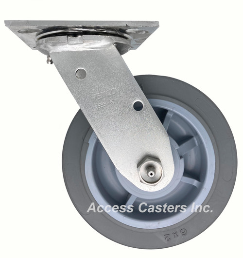 6DSSTPRR 6" Stainless Steel Rigid Caster with Gray TPR Wheel