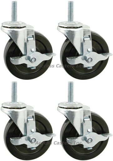 4" caster set of four with brake for use with 80/20® Series 10 & 15 ...