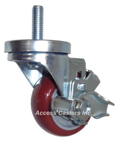 3DPM12SB 3" stem brake caster with polyurethane tread wheel, 1/2"-13 x ...