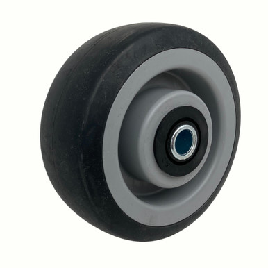 5AXBL52 5" x 2" black non-marking rubber on gray polyolefin wheel with ...
