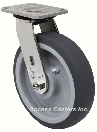 MD316TP8-S 8 Inch 316 Stainless Steel Swivel Caster with TPR Wheel