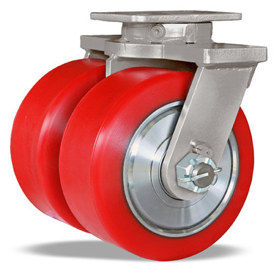 S-ZFSEC2-95PORB High-speed dual wheel caster, 9" x 5" polyurethane ...