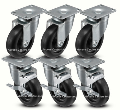 A35103 - AC Caster set for American Range, 3 swivel & 3 brake casters