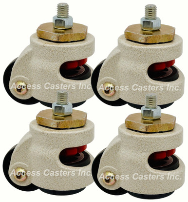 2P80S-SET Four piece set of 2" Leveling Casters, Hexagonal Top, M12 stem