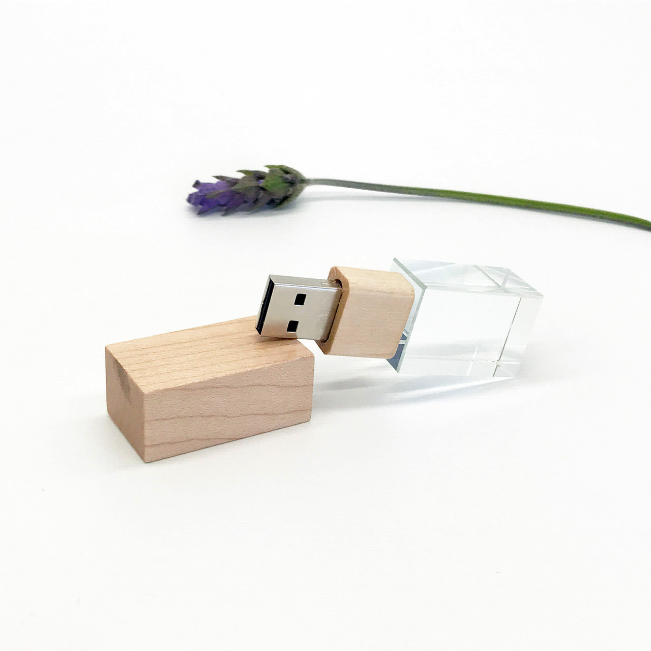Light Wooden Maple Crystal USB flash drives | Keepsake Creative