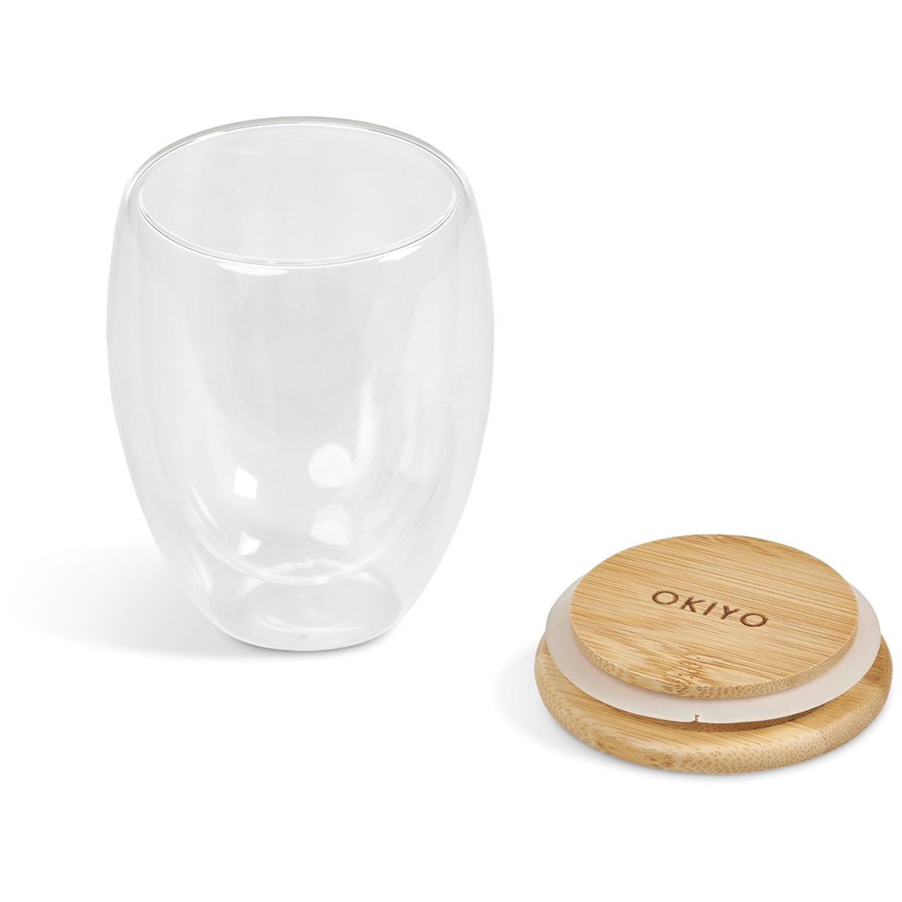 350ml Glass Double Wall Coffee Cups With Bamboo Lids Keepsake Creative