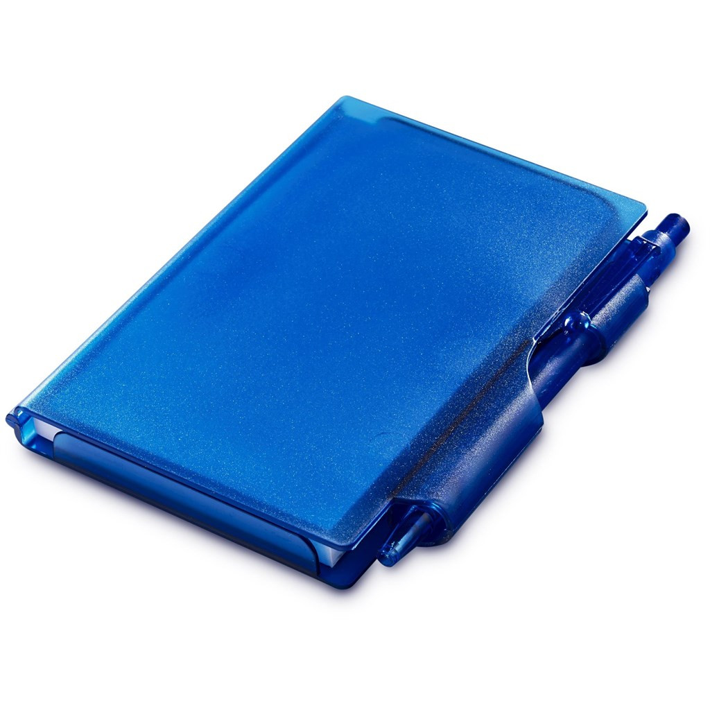 Small A6 size notebook with pen with option of personalised logo printing