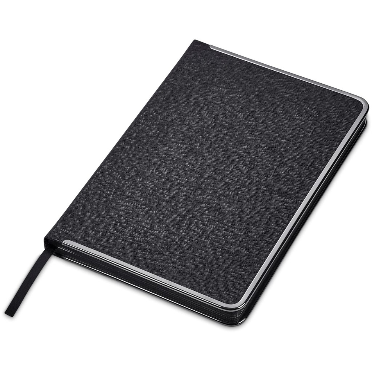 All black carbon fibre-look A5 notebook - Custom logo debossing ...