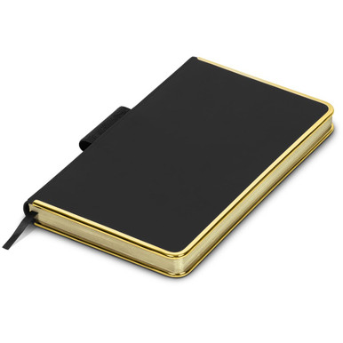 All black carbon fibre-look A5 notebook - Custom logo debossing ...