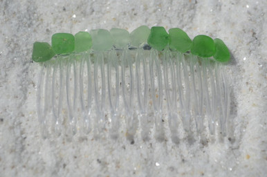Shades of Aqua and Green Sea Glass Hair Comb - Quantity of 1 - Made to ...