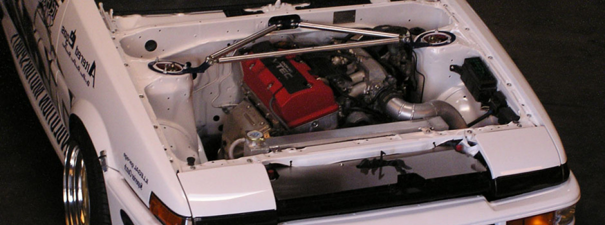 Front Strut Tower Brace + Tri-Bar COMBO for AE86 Corolla - Techno Toy ...