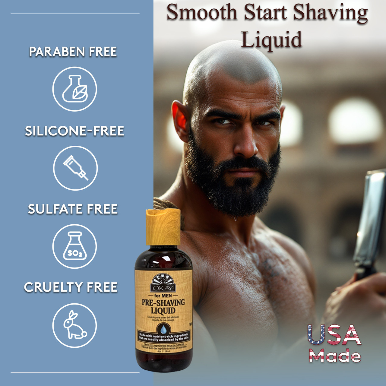 OKAY Men's Pre Shaving Liquid - 4 oz / 118 ml - OkayPureNaturals.com
