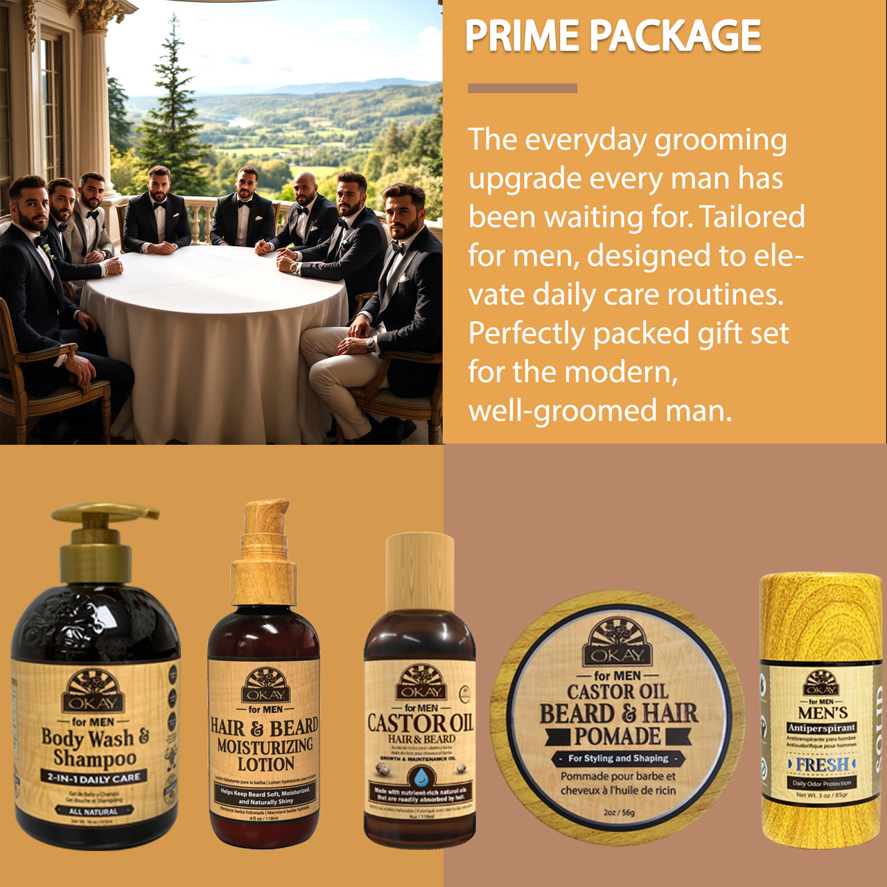 OKAY MEN'S 5 PACK GIFT SET- HAIR, BEARD & BODY