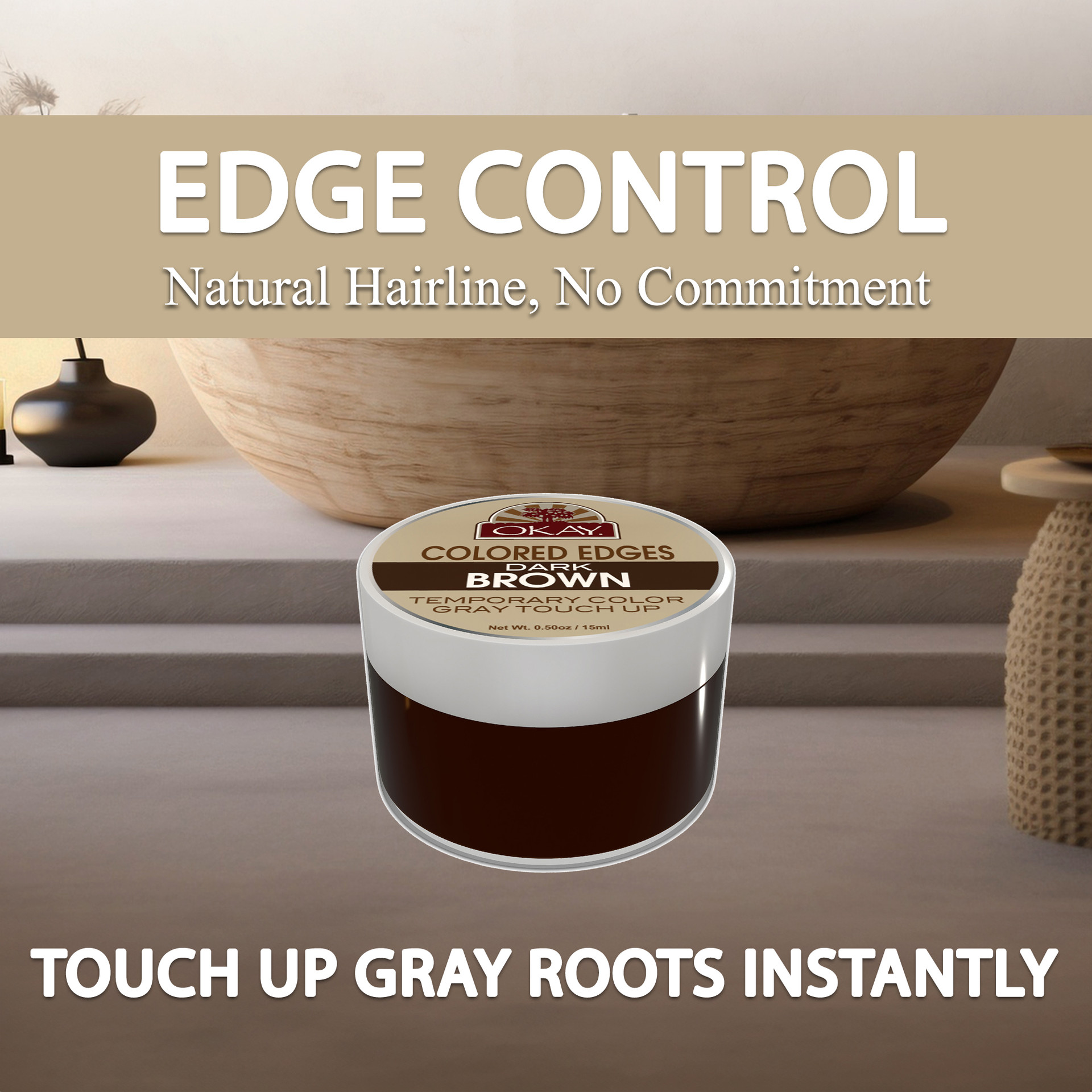Edge Control, Dark Brown Temporary Color and Gray Touch Up. Tame Unruly ...