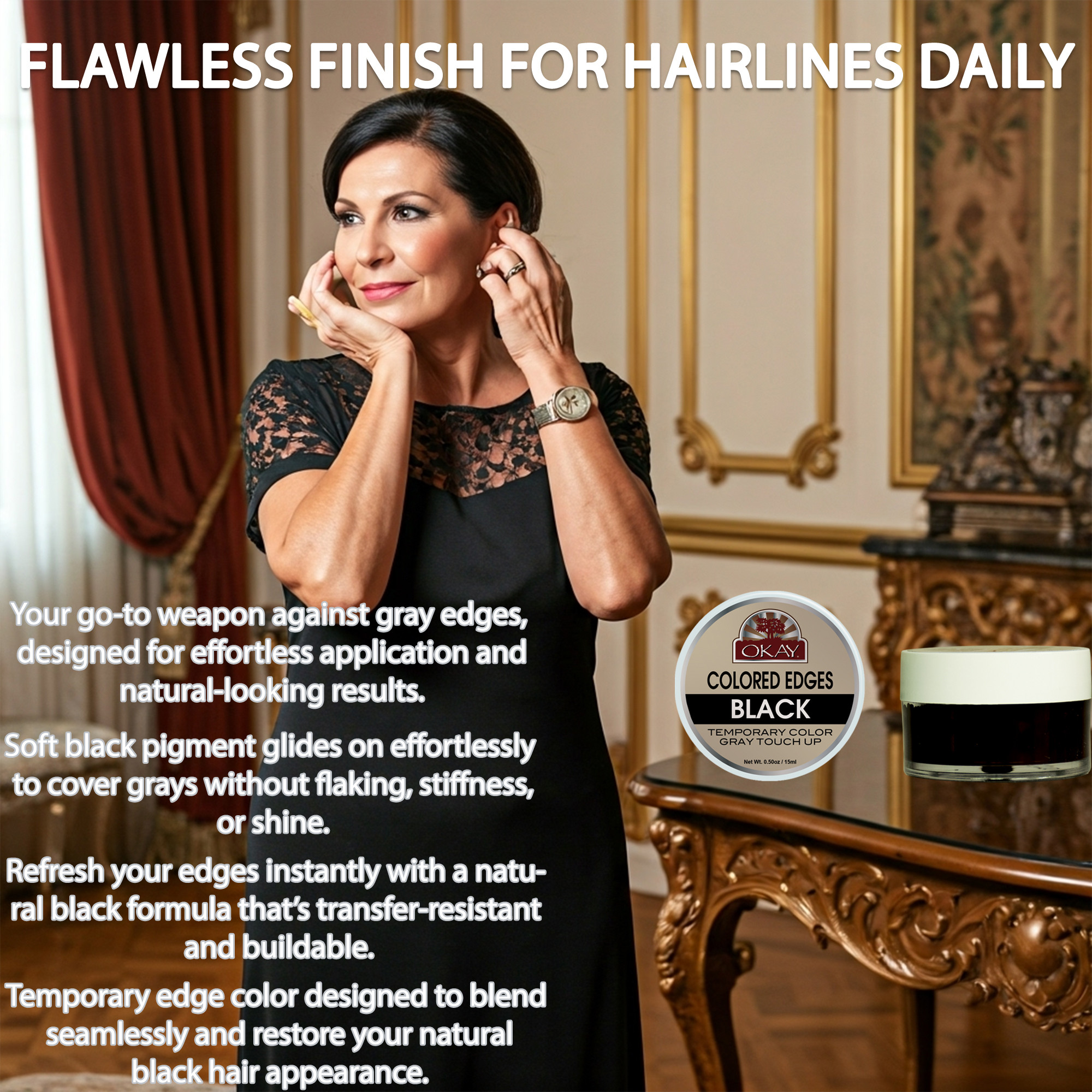 Edge Control, Black Temporary Color and Gray Touch Up. Tame Unruly ...