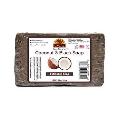 OKAY Pure Naturals Coconut & Black Soap - 5.2 oz / 147 gr ...