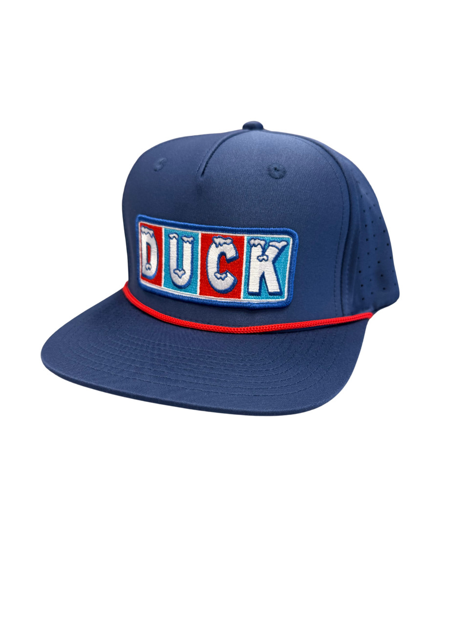 FULLY FLOCKED DUCK ICEE PATCH ROPE HAT NAVY/RED FF027A - Pee Dee Outfitters
