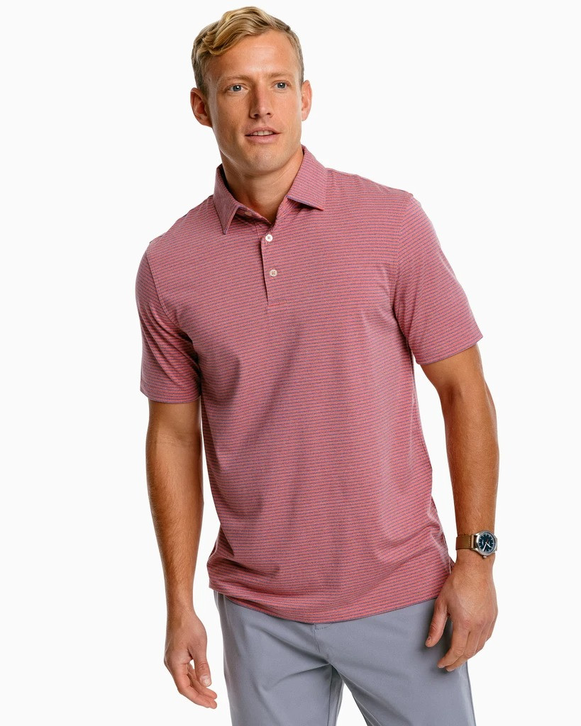 SOUTHERN TIDE RYDER STRIPE PERFORMANCE POLO PAPRIKA RED - Pee Dee ...