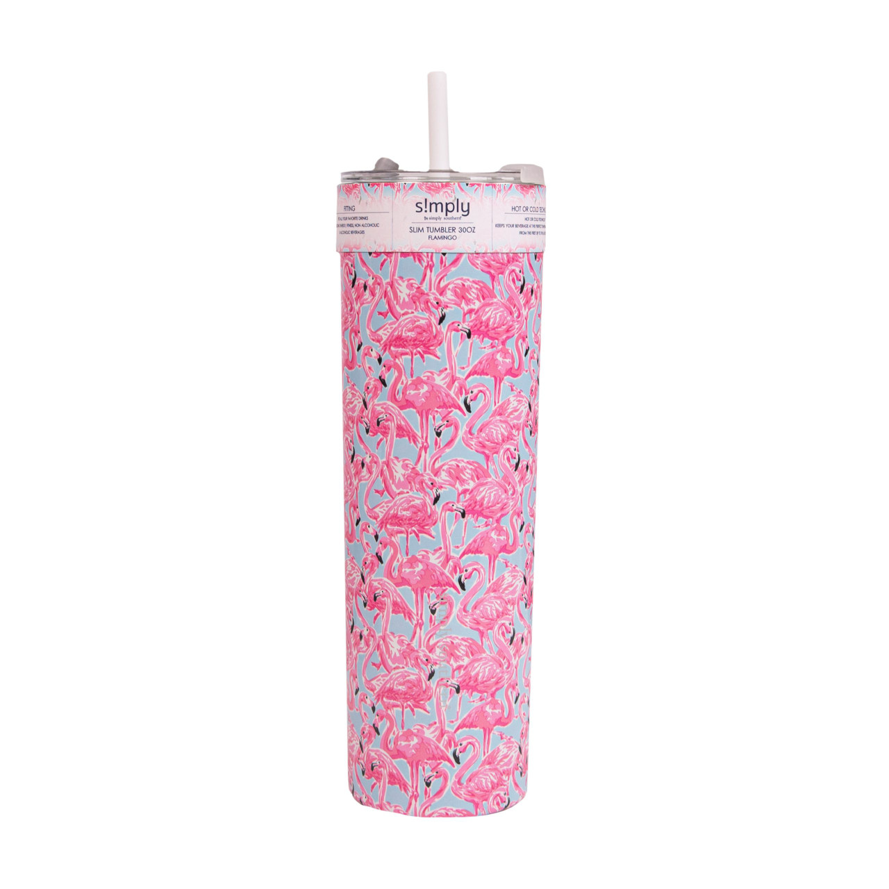 SIMPLY SOUTHERN 30 OZ SLIM TUMBLER FLAMINGO - Pee Dee Outfitters