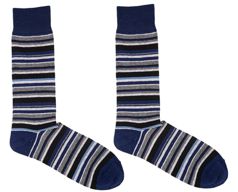 SIMPLY SOUTHERN GRAY/NAVY STRIPE SOCK - Pee Dee Outfitters