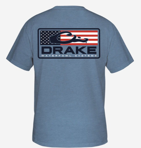 DRAKE PATRIOTIC BAR T-SHIRT SILVER LAKE BLUE - Pee Dee Outfitters