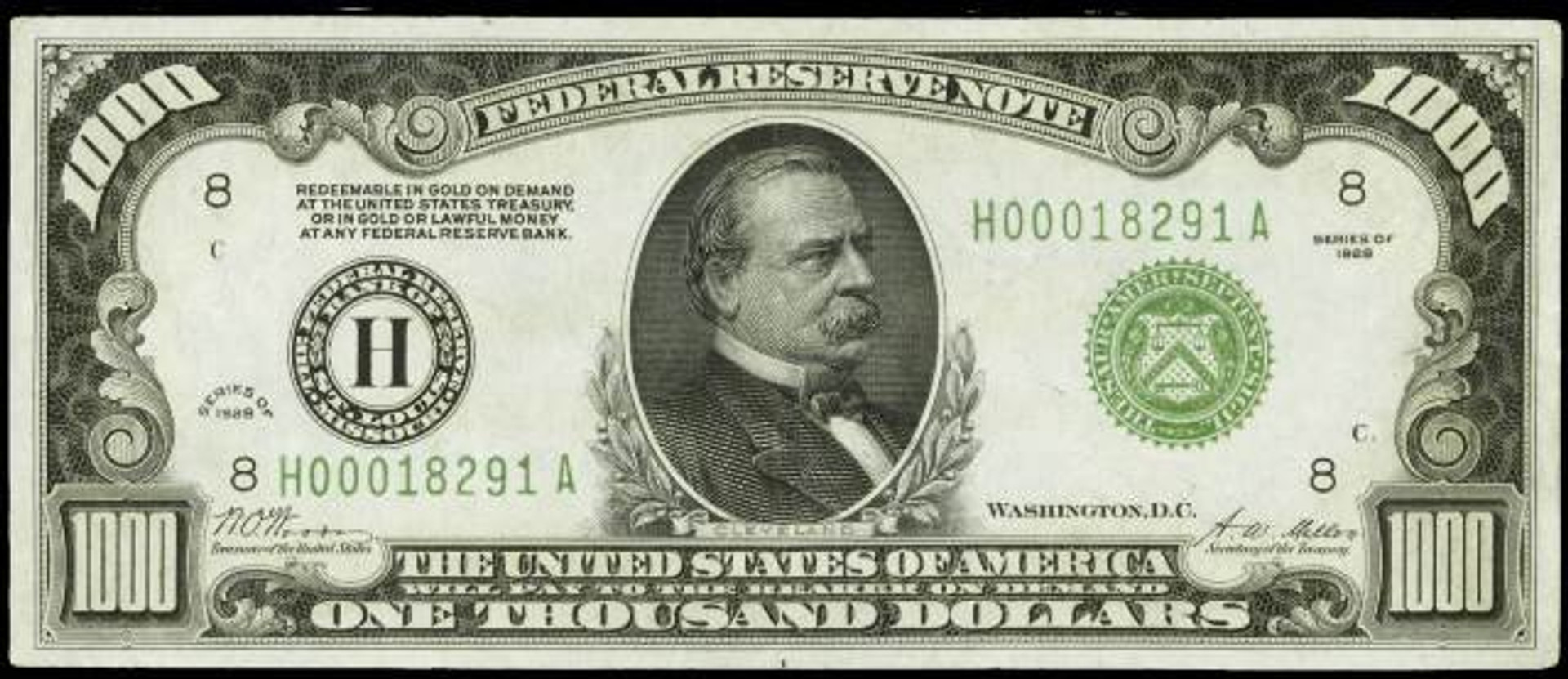 U S 1000 00 Bill Very Fine Currency And Coin u-s-1000-00-bill-very-fine-currency-and-coin