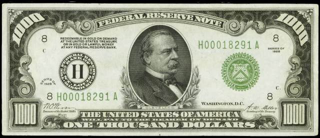 U S 1000 00 Bill Very Fine Currency And Coin u-s-1000-00-bill-very-fine-currency-and-coin