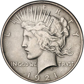 1921 Peace Silver Dollar "High Relief" Extremely Fine Condition - First ...