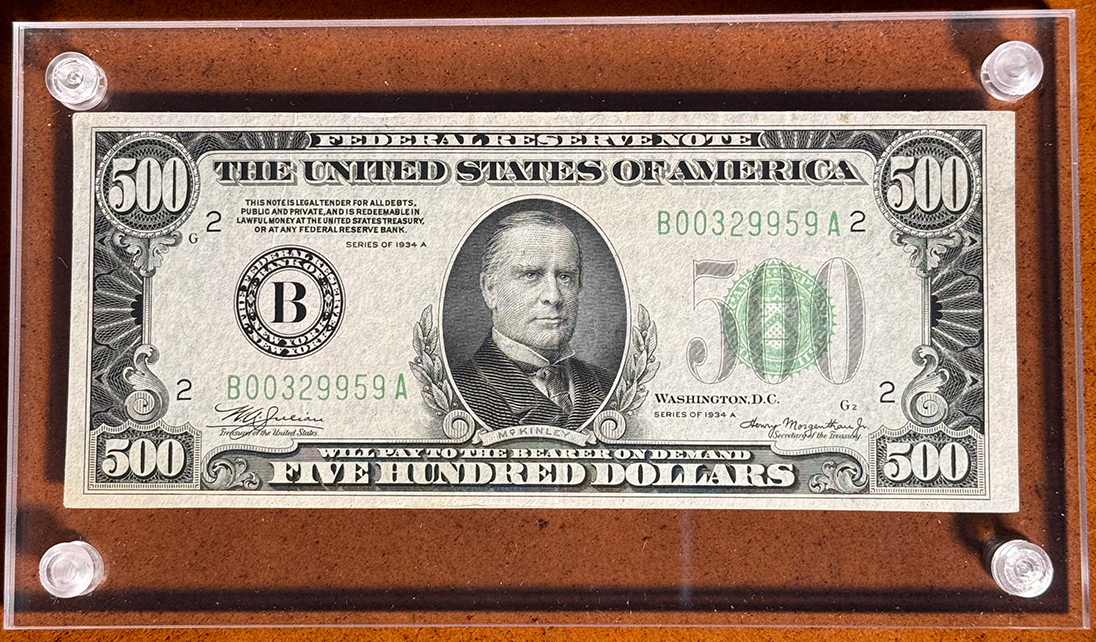 U.S. $500.00 Bill (Very Fine) - Currency and Coin