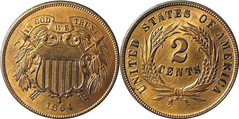 Two Cent Copper (Extremely Fine) - Currency and Coin
