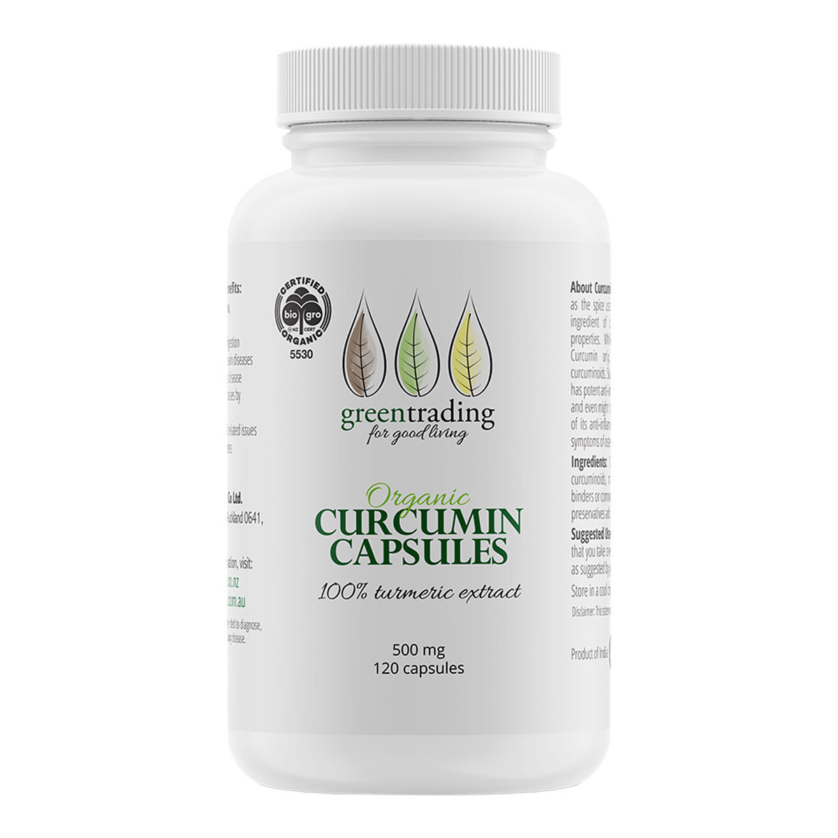 Buy Organic Curcumin Capsules - 100% Turmeric Extract by Green Trading ...