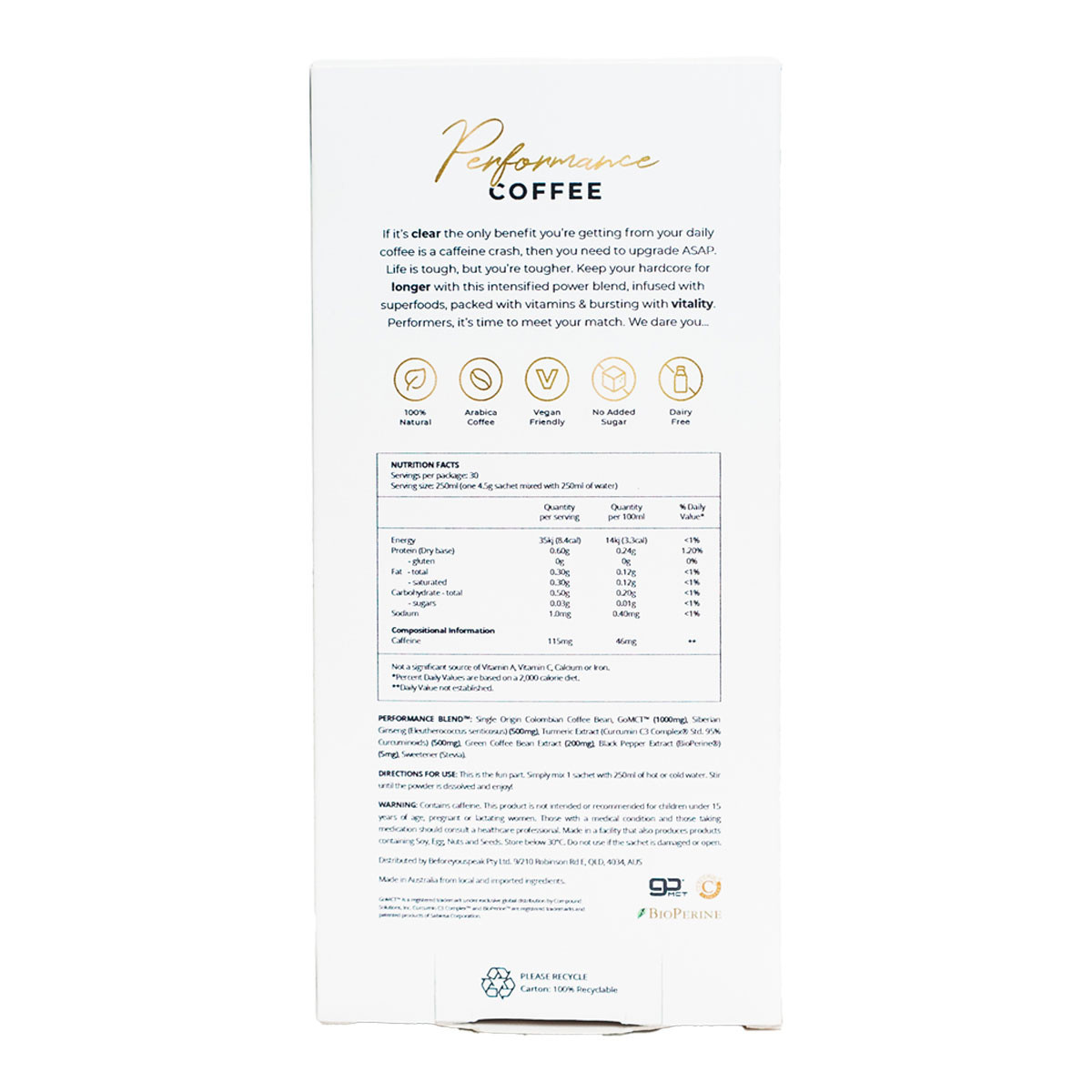 Buy Performance Coffee OG Original by Beforeyouspeak I HealthPost NZ