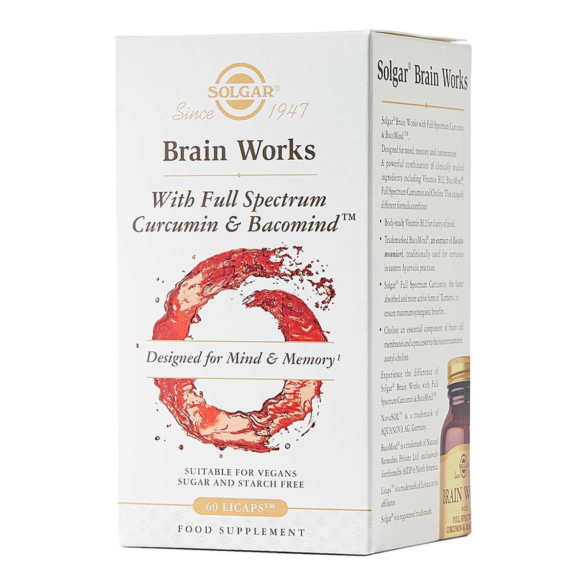 Buy Brain Works with Full Spectrum Curcumin & BacoMind Licaps by Solgar ...