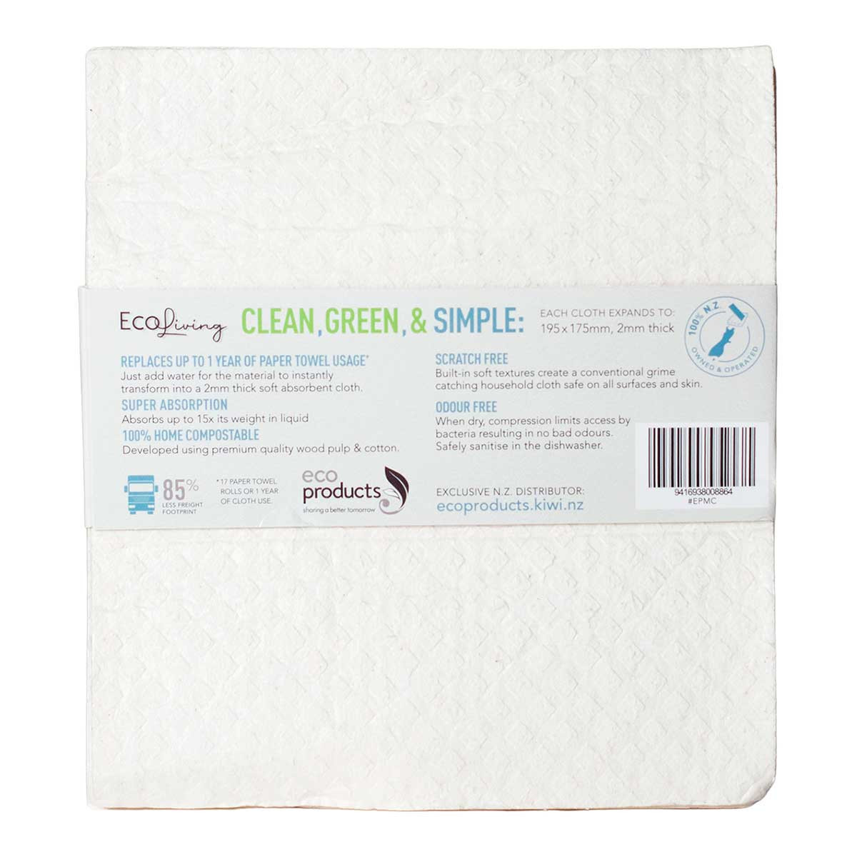 Buy 100% Natural Biodegradable Multi-Cloths by EcoLiving I HealthPost NZ