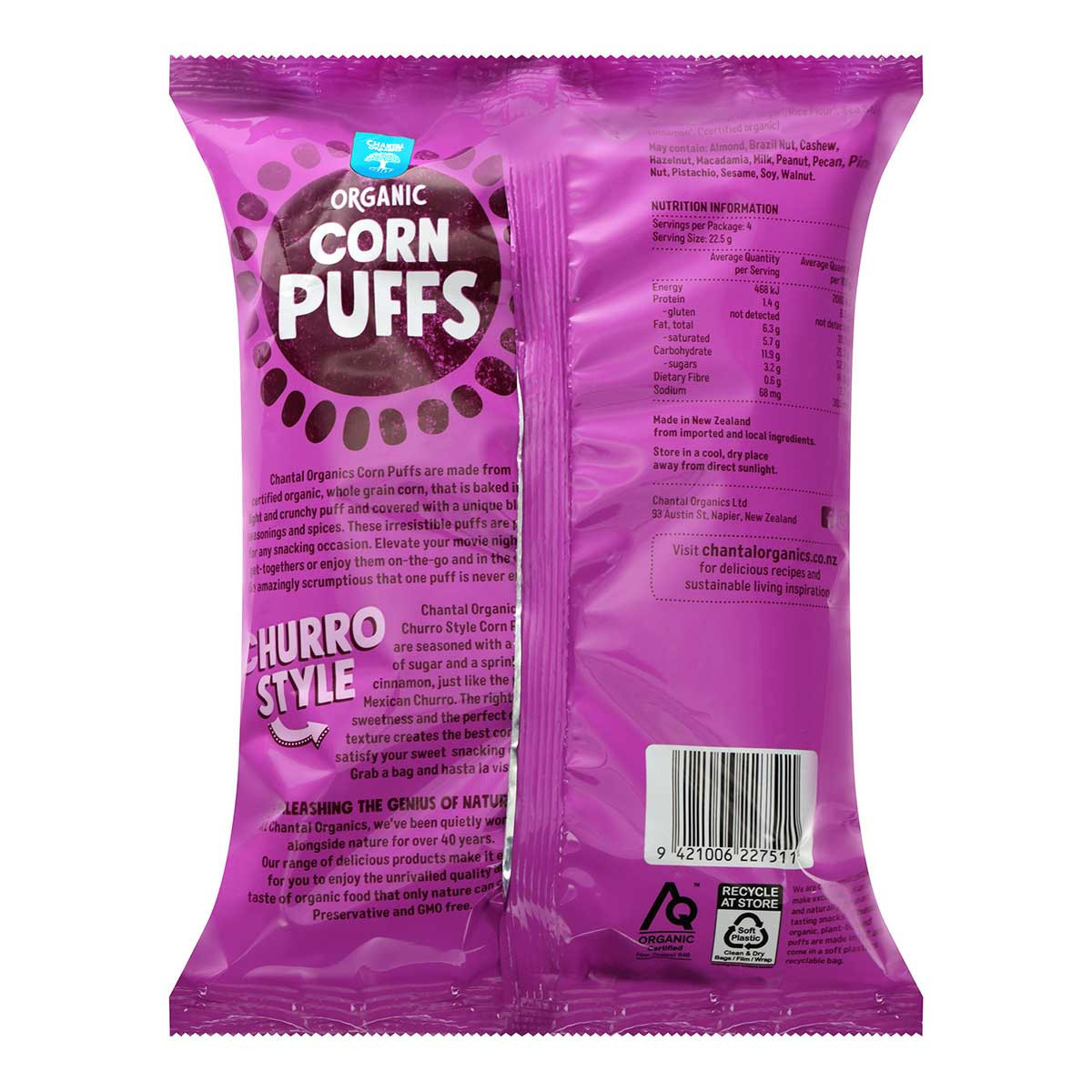 Buy Organic Corn Puffs - Churro Style by Chantal Organics I HealthPost NZ