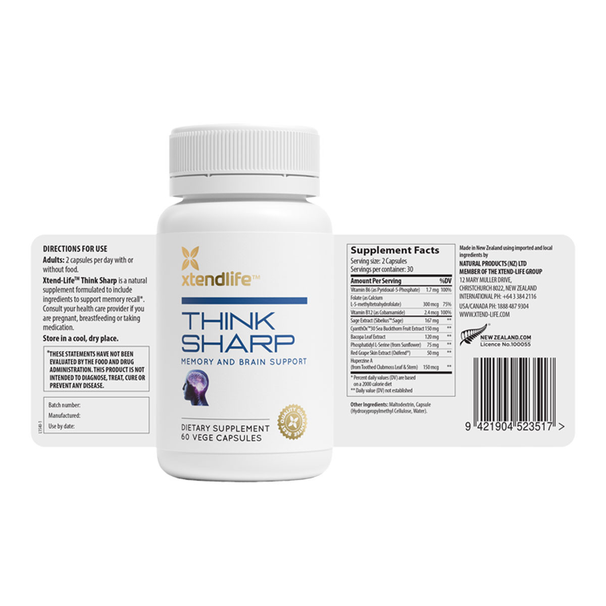 Buy Think Sharp Memory & Brain Support by Xtend-Life I HealthPost NZ