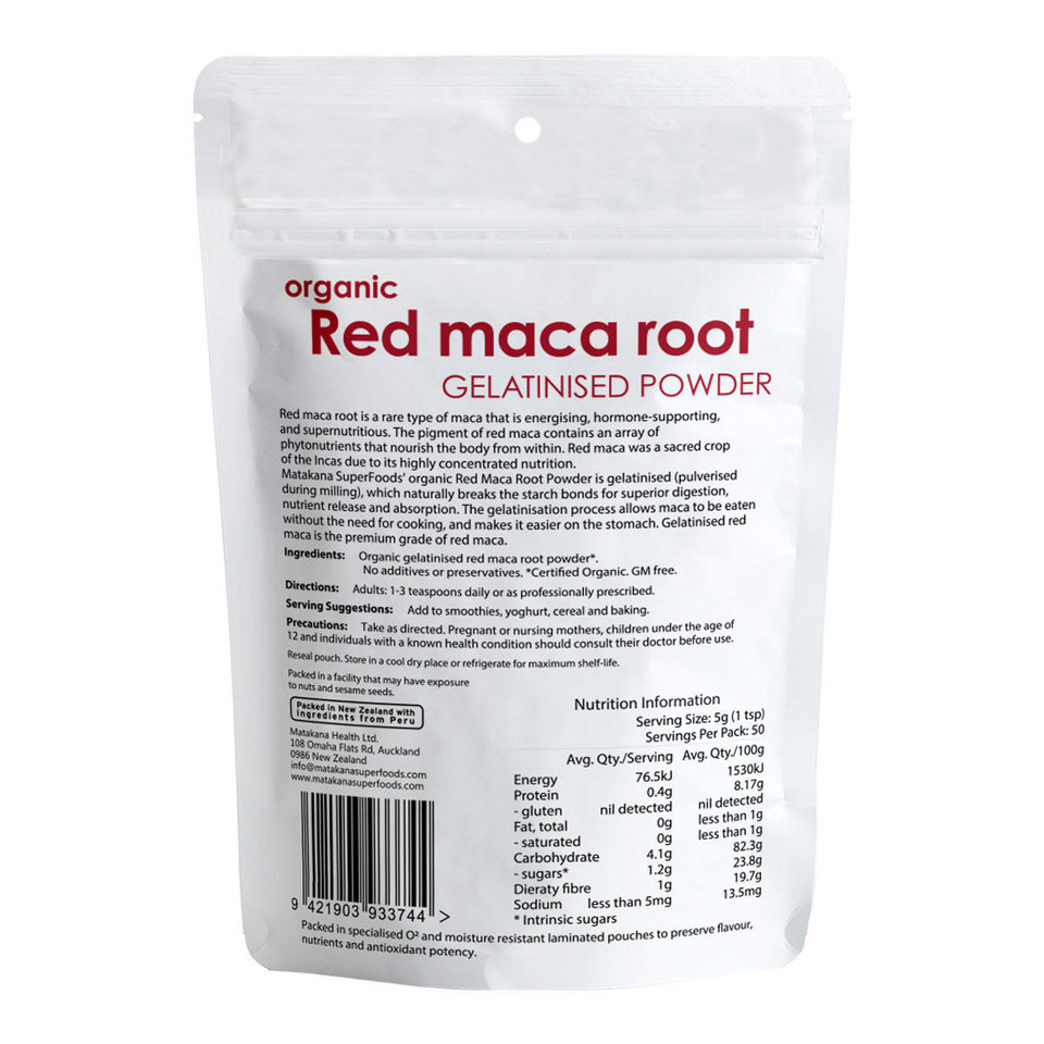 Buy Red Maca Root Organic Gelatinised Powder by Matakana Superfoods I ...