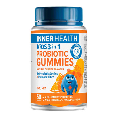 Buy Kids 3-in-1 Probiotic Gummies Natural Orange Flavour by Inner ...