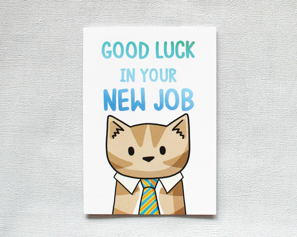 Good Luck In Your New Job - Greetings Card - DoodleCats Shop