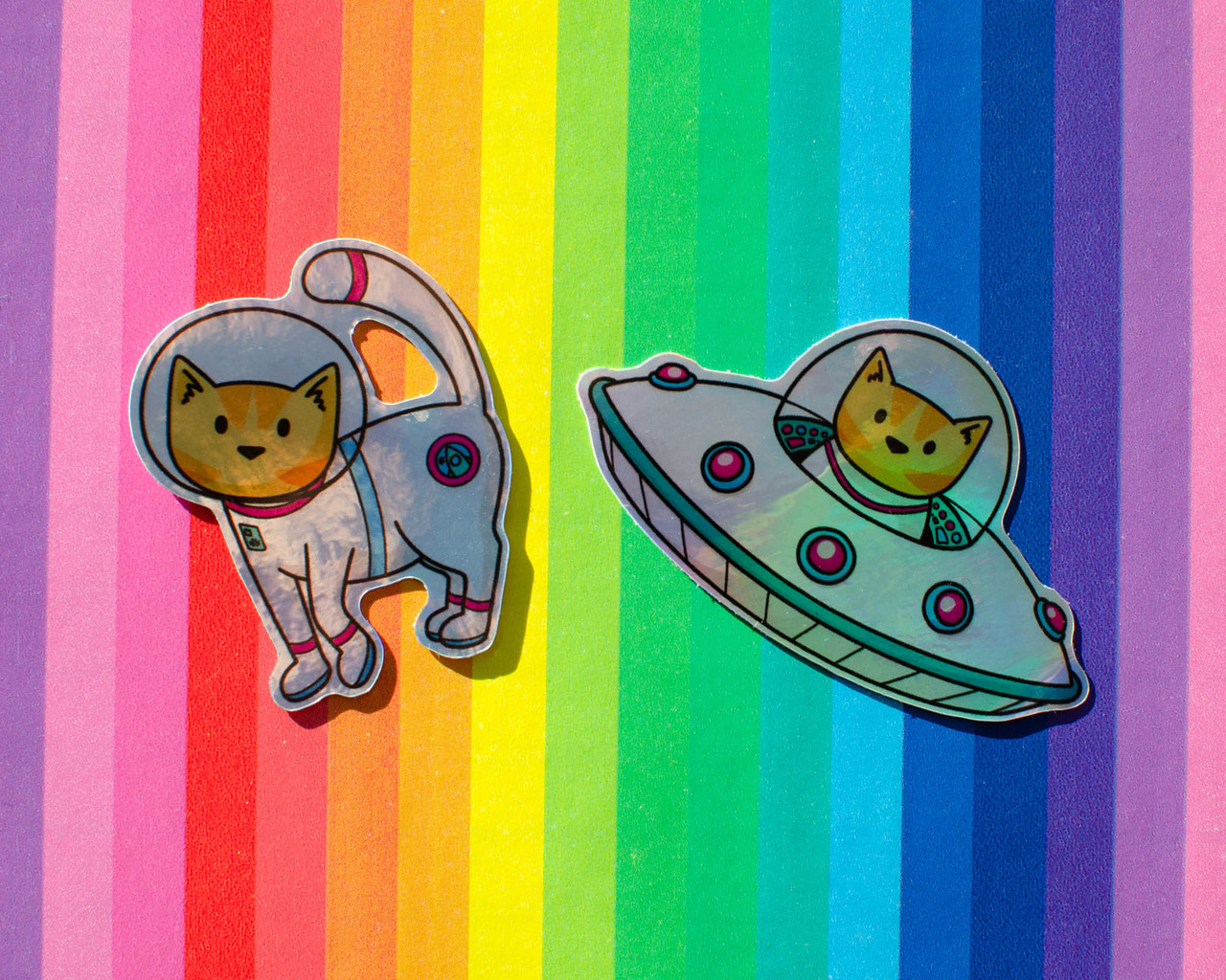 Rainbow Space Cat Laser Cat Rainbow T Shirt, Sci Fi Space, Geek By